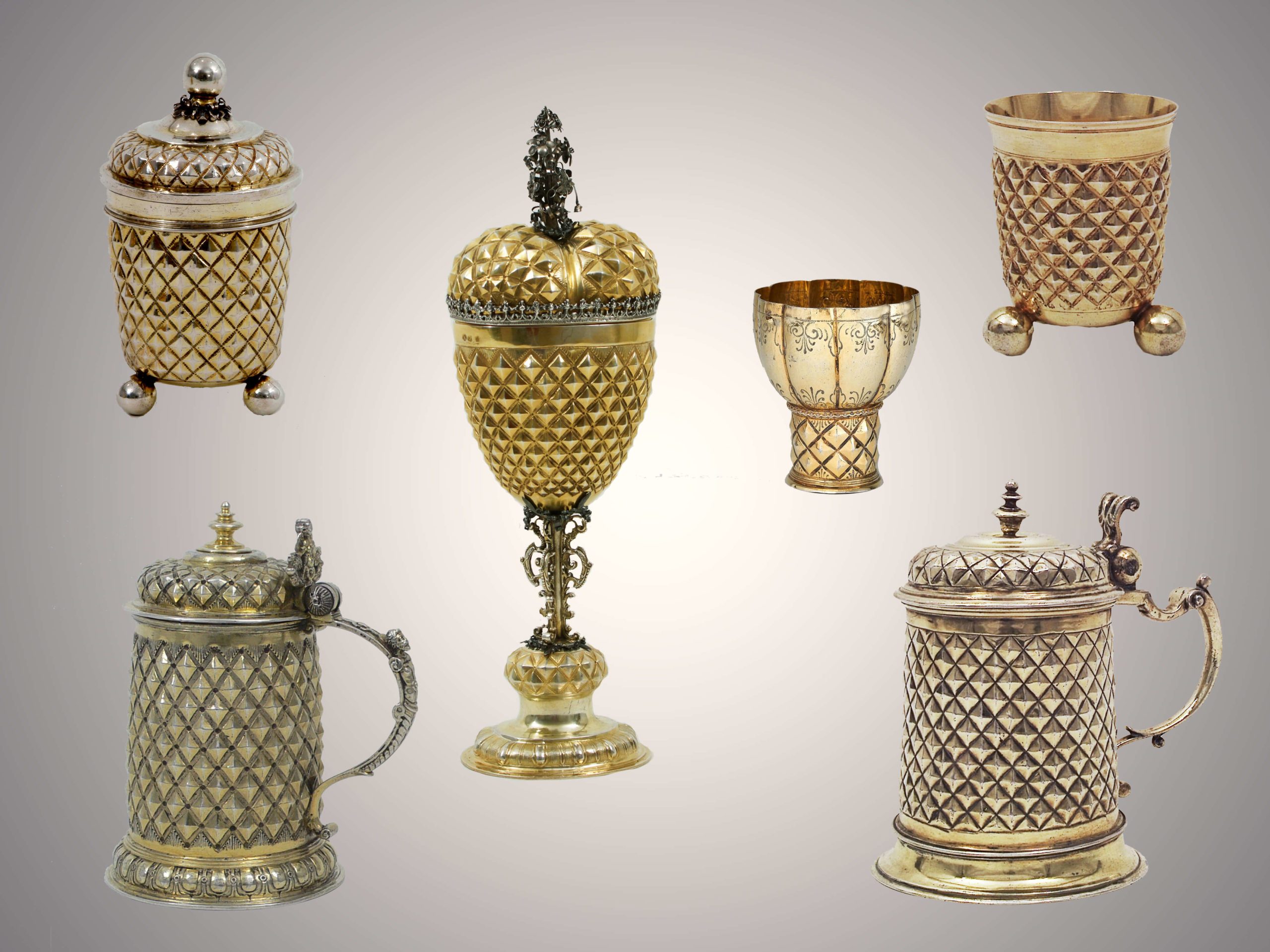 Important silver-gilt tankard with diamond-cut decor - HELGA MATZKE KG